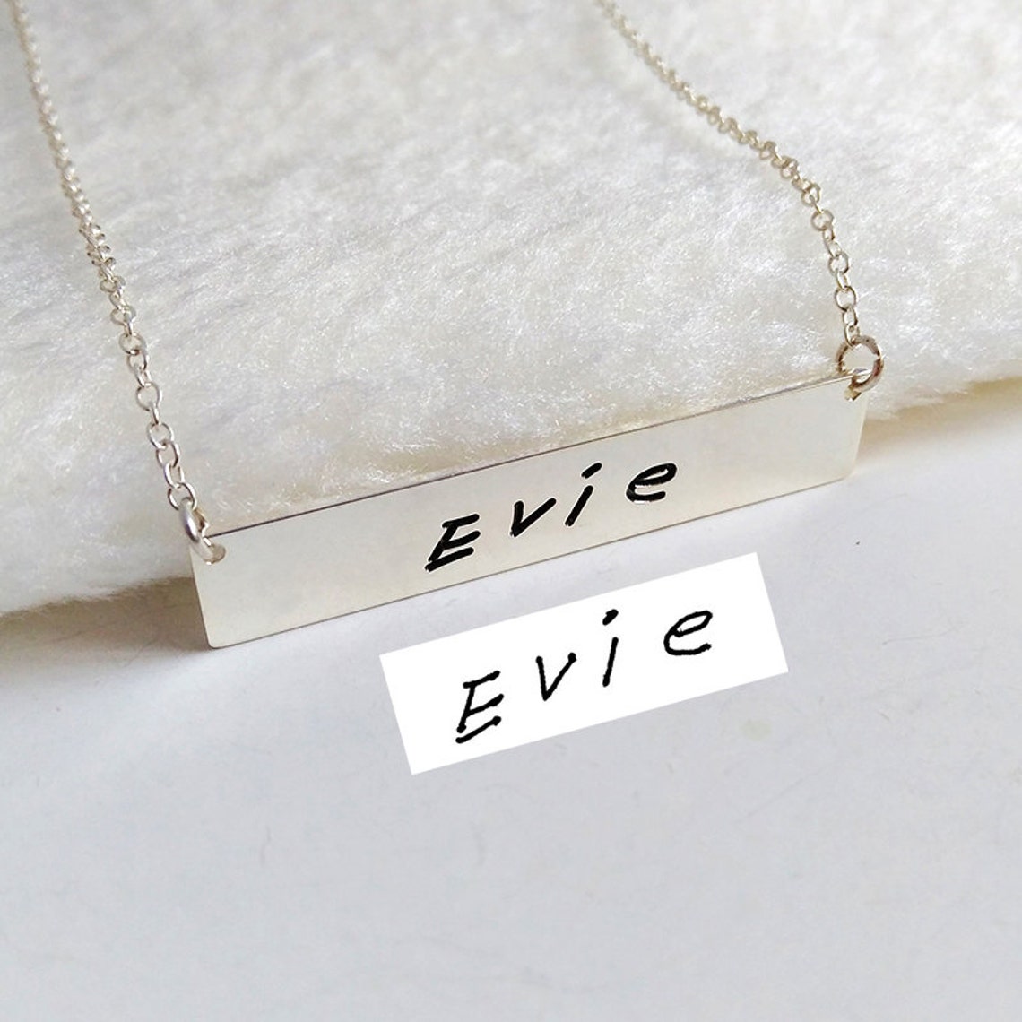 Sterling Silver Signature Necklacehandwritting Bar - Etsy