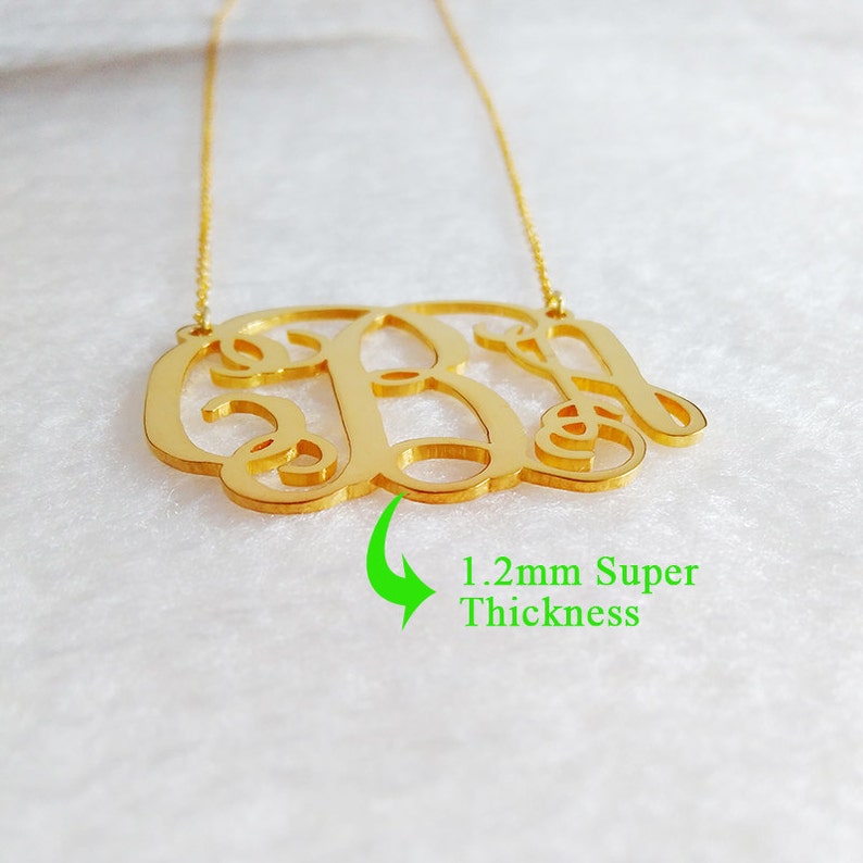 Gold Monogram Necklace,3 Initial Monogram Necklace,1.25 Inch ...