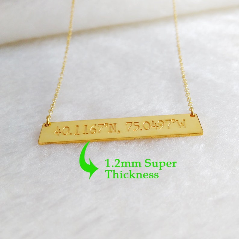 Personalized Gold Bar Necklacecoordinates Necklacelatitude - Etsy