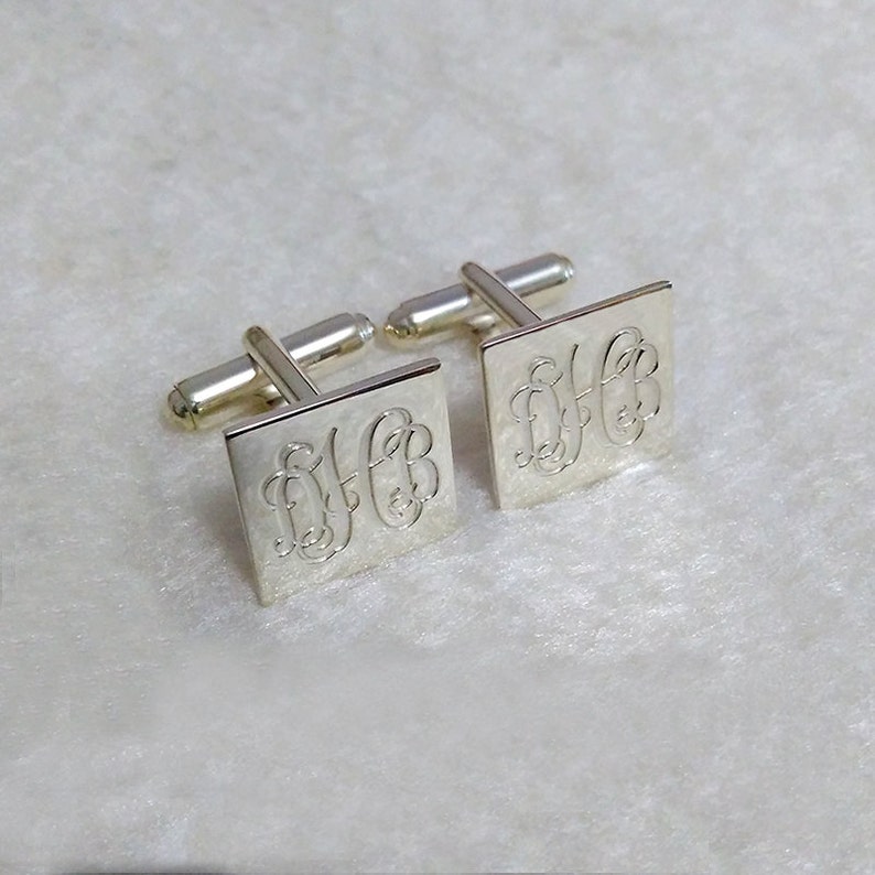 Square Cufflinks,personalized Wedding Cufflinks,groom Wedding Cufflinks,3 Initials Cufflinks ...