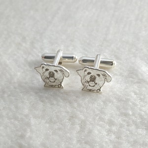 Custom Dog Portrait Cufflinks,dog Cufflinks,custom Pet Cufflinks Silver ...