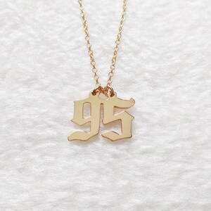 Birth Year Necklace,personalized Number Necklace,old English Number ...
