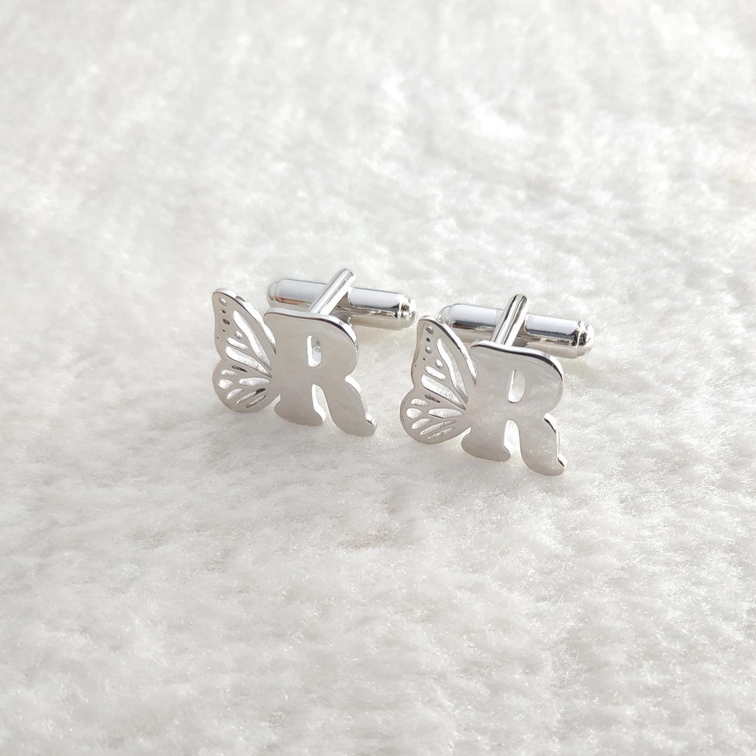 Butterfly Initials Cufflinks,personalized Butterfly Cufflinks,wedding ...