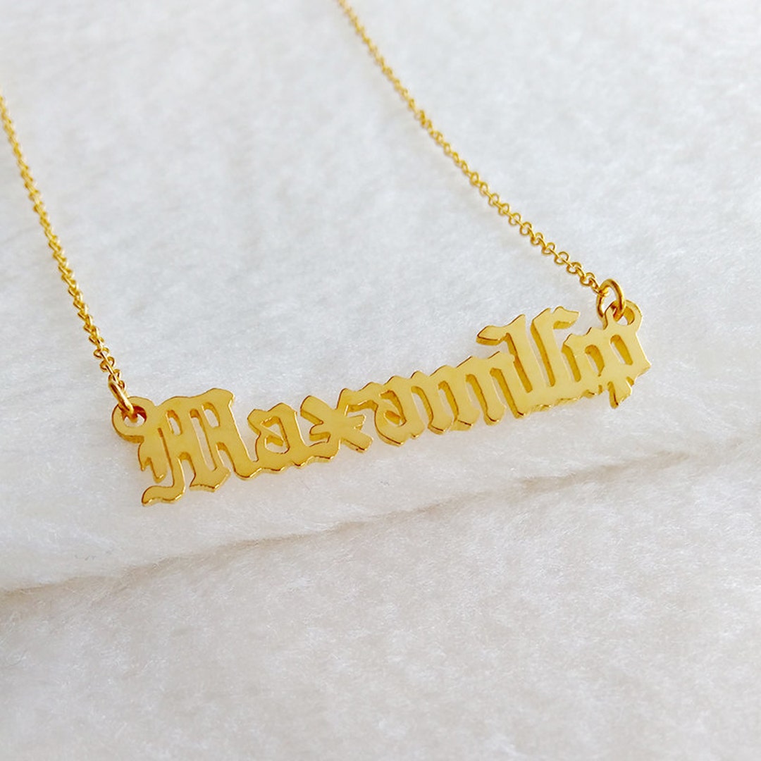 Gold Old English Name Necklace,personalized Name Necklace,gold Name ...
