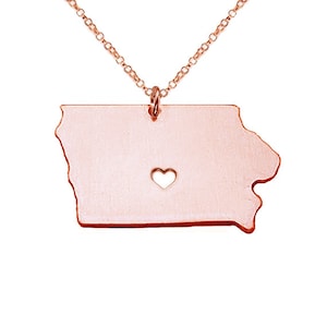 Rose Gold Iowa State Necklace,ia State Ncklace,state Shaped Necklace ...