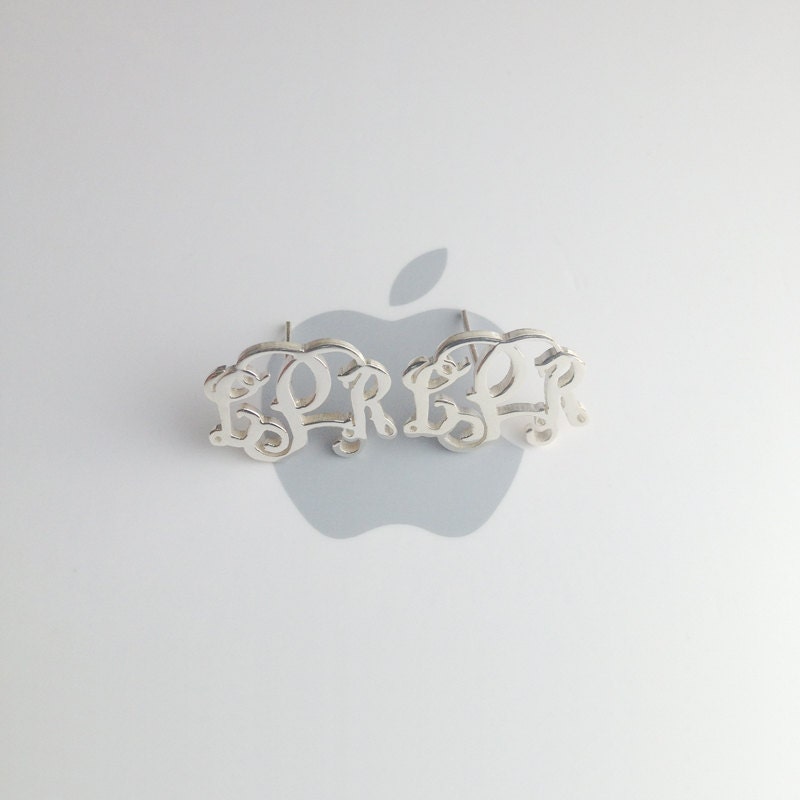 Sterling Silver Monogram Earrings-personalize Earings Any | Etsy