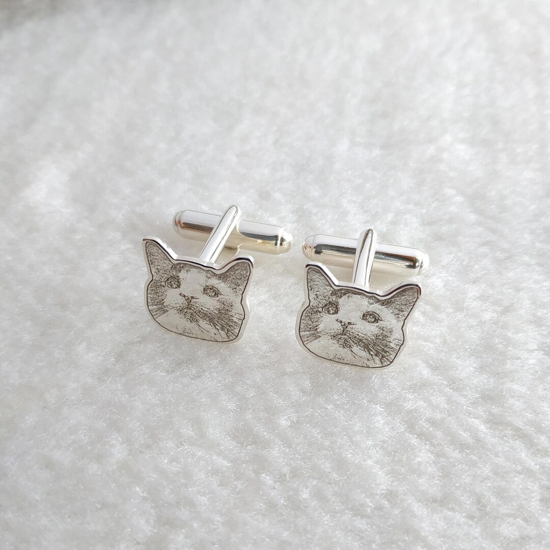 Personalized Cat Cufflinks,custom Pet Cat Cufflinks,dog Portrait ...