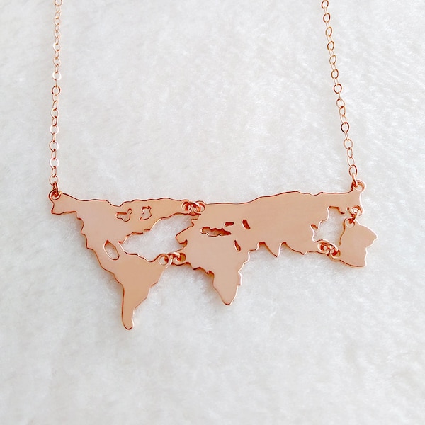 World Map Necklace - Etsy