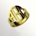 Gold Circle Block Monogram Ring,3 Initials Monogrammed Name Ring,personalized Wedding Monogram ...