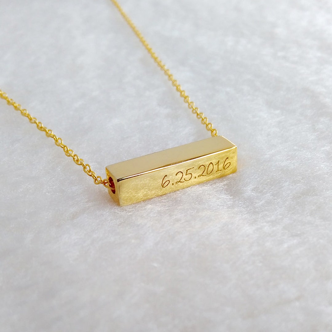 Gold Bar Necklace,horizontal Bar Necklace,vertical Name Bar Necklace ...