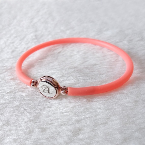 Colorful Rubber Braceletsilver Disc Braceletbracelet of the - Etsy