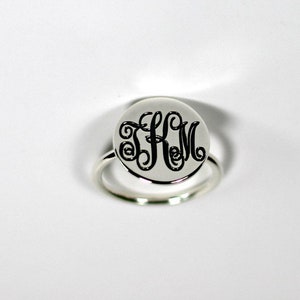 Engraved Monogram Ring,silver Name Ring,initial Monogram Ring,personalized Monogram Ring ...