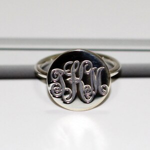 Engraved Monogram Ring,silver Name Ring,initial Monogram Ring,personalized Monogram Ring ...