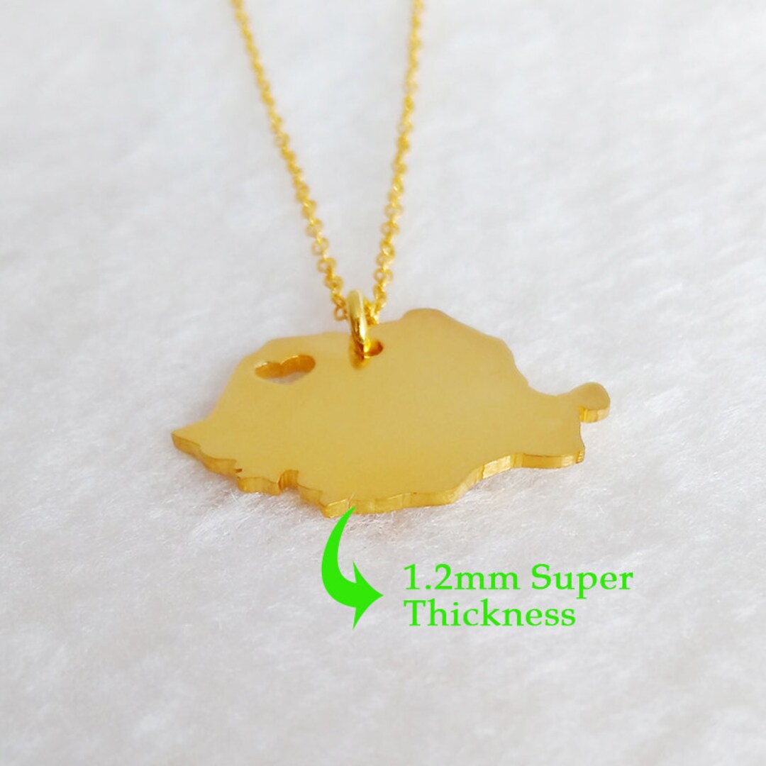Gold Romania Necklace,romania Charm Necklace,custom Any Country Map ...