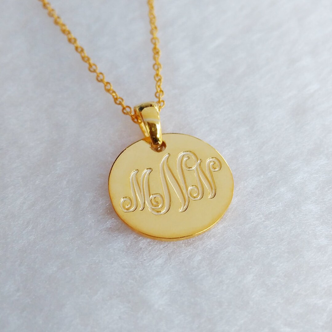 Gold Initial Disk Necklace,personalized Gold Disc Necklace,gold ...