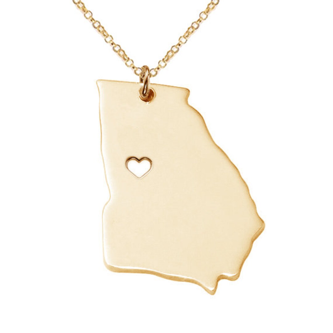 Personalized Georgia State Necklace, GA State Necklace, GA State Charm ...