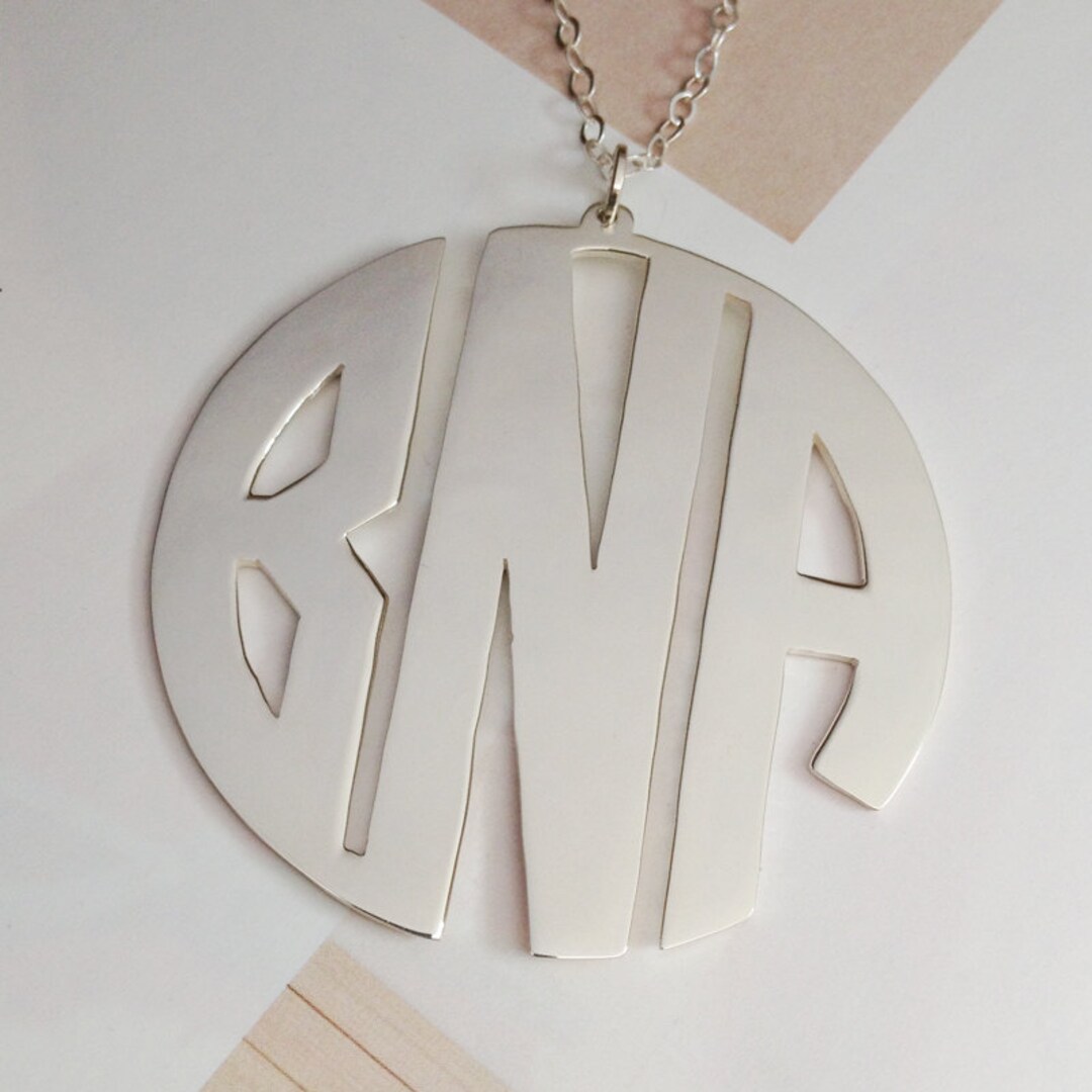 Sterling Silver Monogram Necklace,3 Initial Monogram Necklace,monogram ...