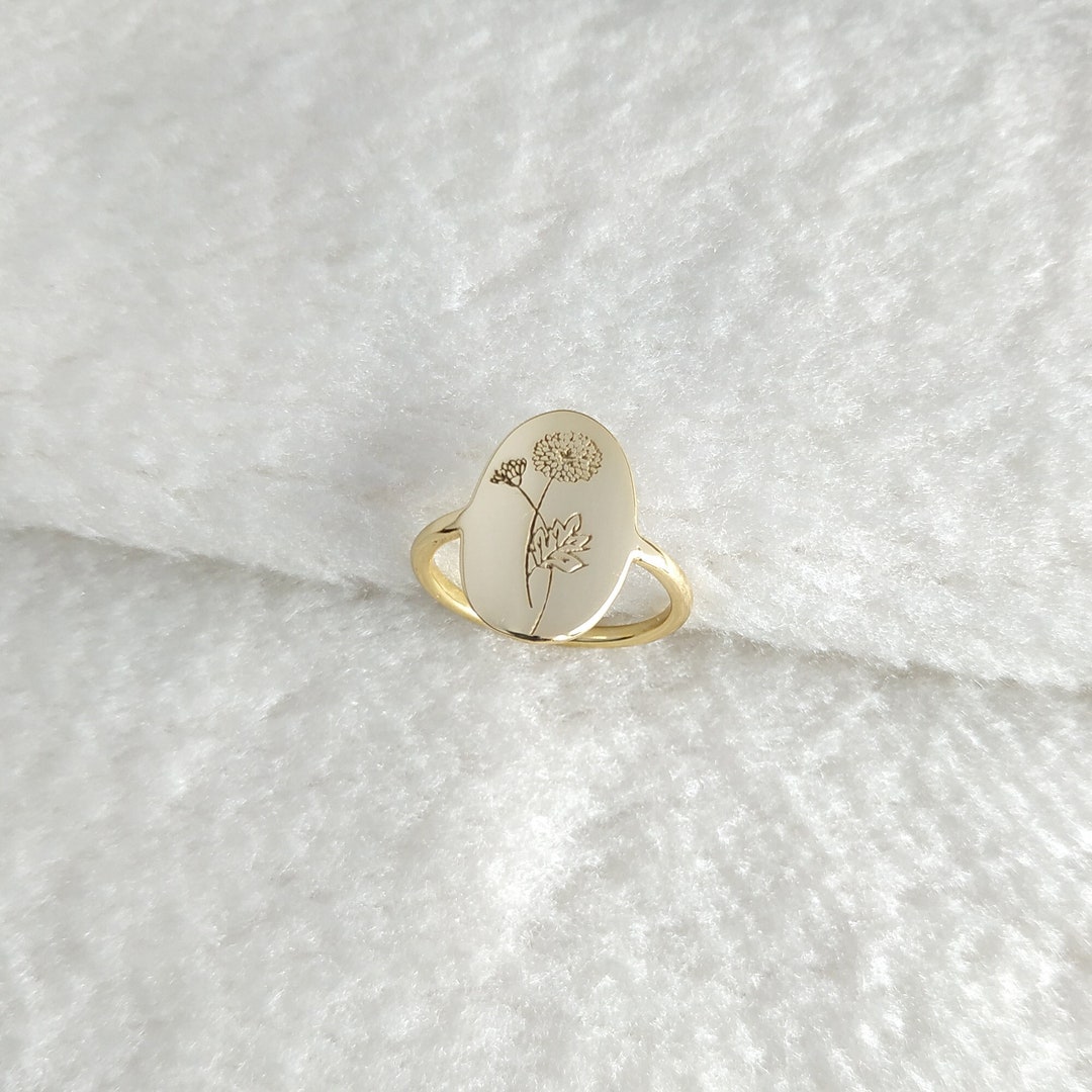Birth Month Flower Ring,custom Birth Flower Ring,personalized ...