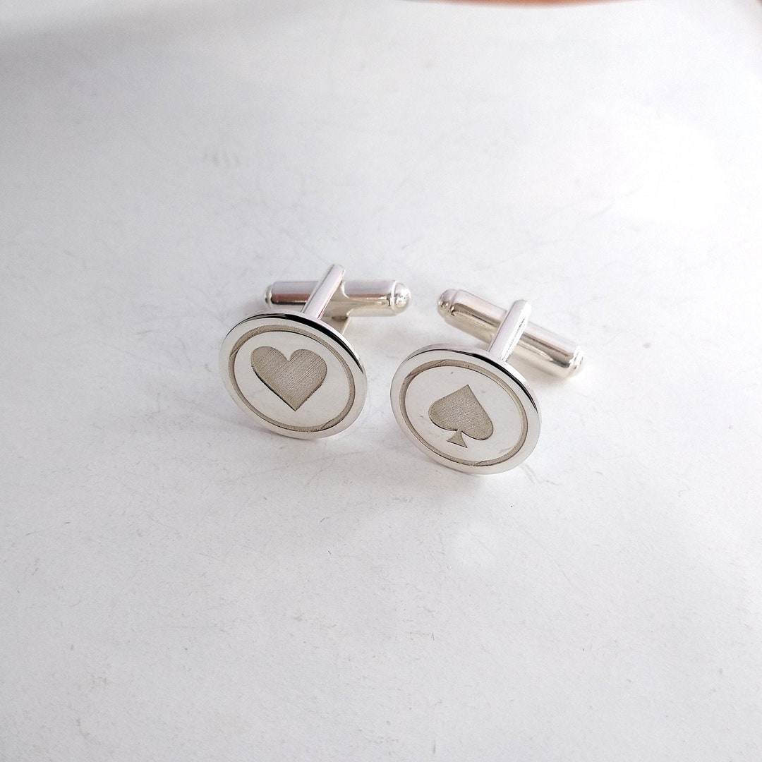 Playing Card Cufflinks,custom Spade Cufflinks,personalized Hearts ...