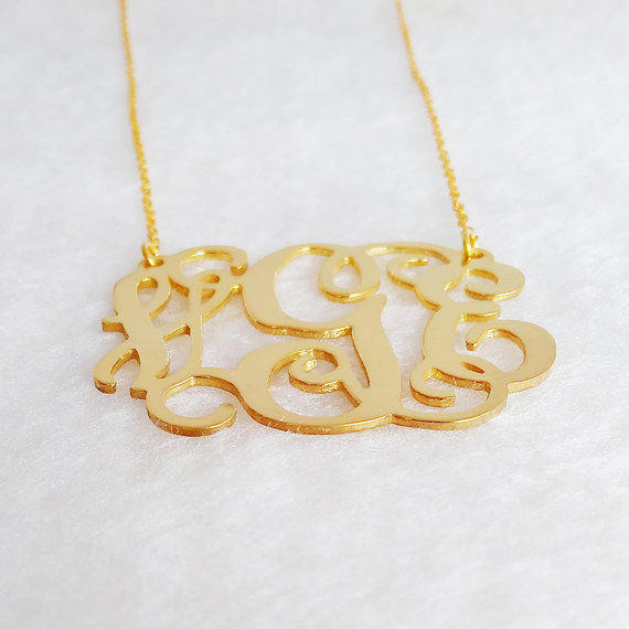 Gold Monogram NecklaceGold Monogram Initial | Etsy