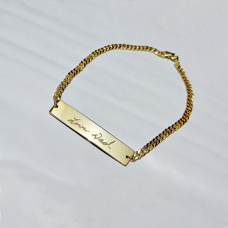 Custom Bar Bracelethandwritten Braceletengraved Bar - Etsy
