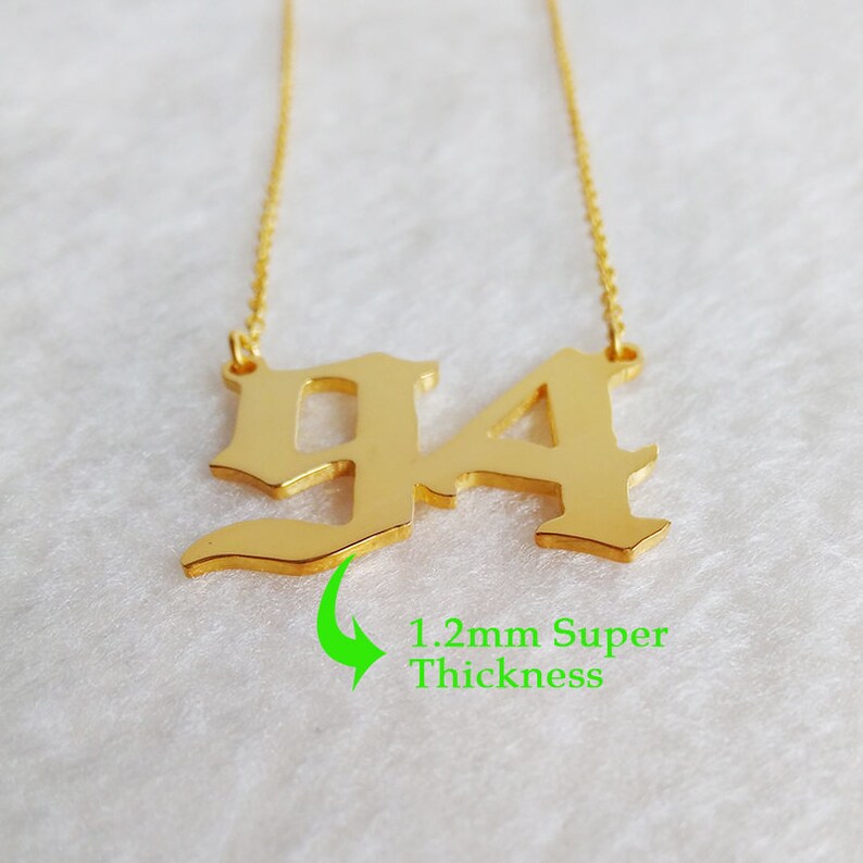 Personalized Two Number Necklace,birth Year Necklace,old English Number ...