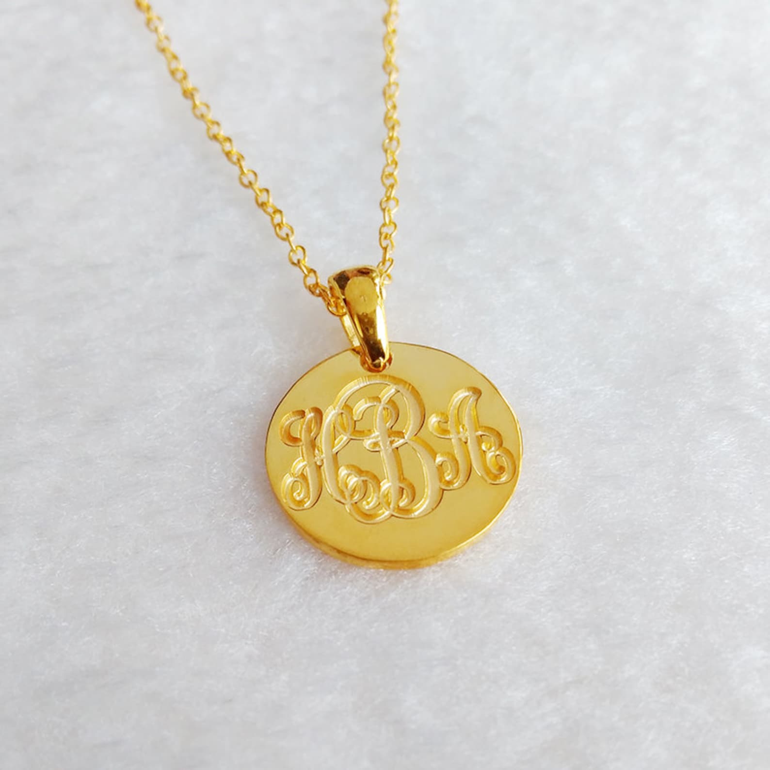 Gold Monogram Disc Necklace,gold Disc Necklace,personalized Initial ...