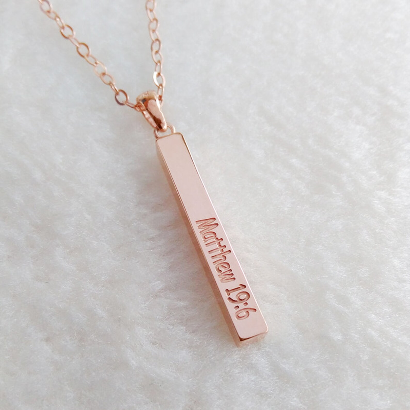 Rose Gold Bar Necklacepersonalized Bar Necklaceengraved Bar | Etsy