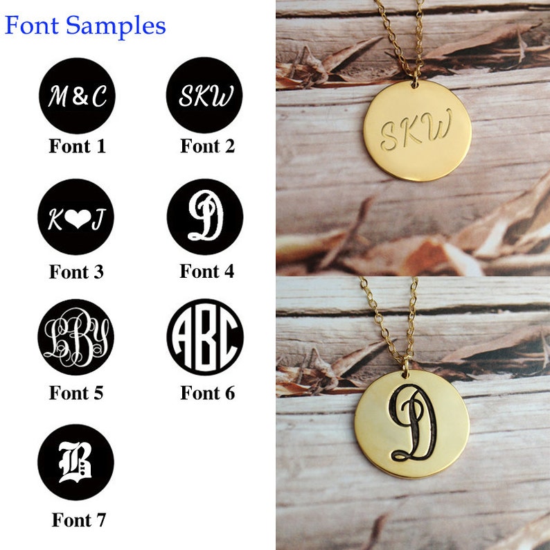 Gold Initial Disc Necklaceinitial Disk - Etsy