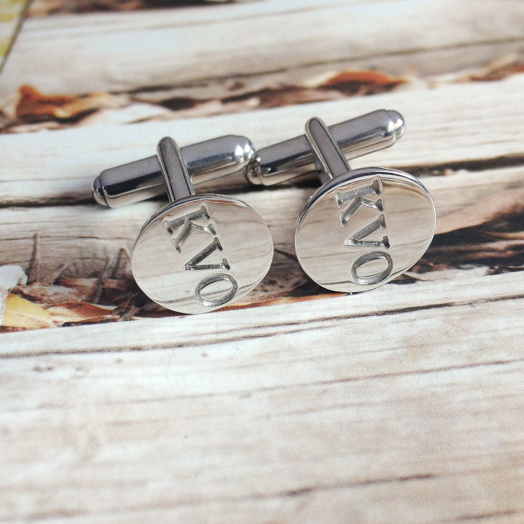 White Gold Men Cufflinks,groom Wedding Gift,engraved Monogram Cufflinks ...