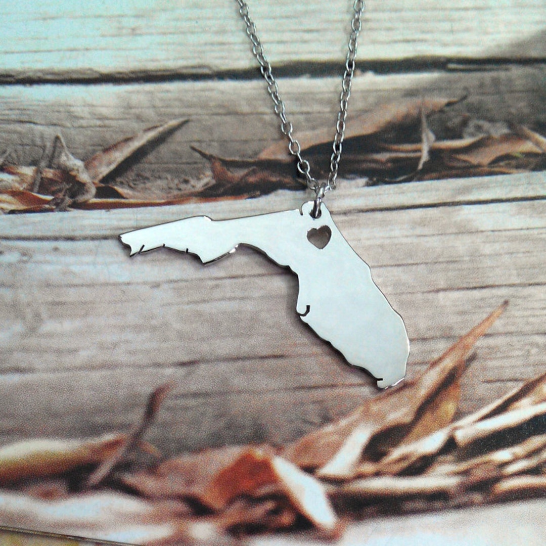 Florida State Necklace,fl Charm Necklace,state Shaped Necklace ...