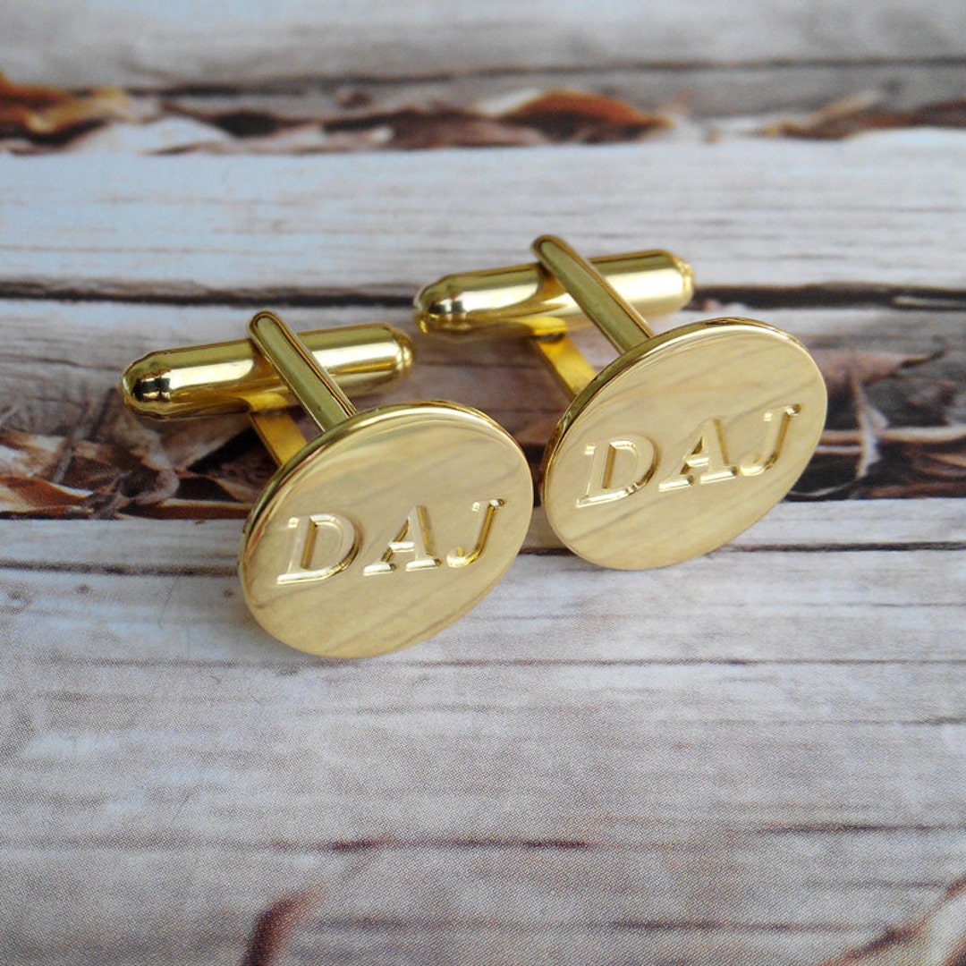 Gold Men Cufflinks,groom Wedding Gift,engraved Monogram Cufflinks,gift ...