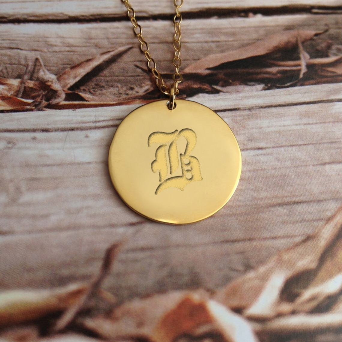 Gold Initial Disc Necklaceinitial Disk - Etsy