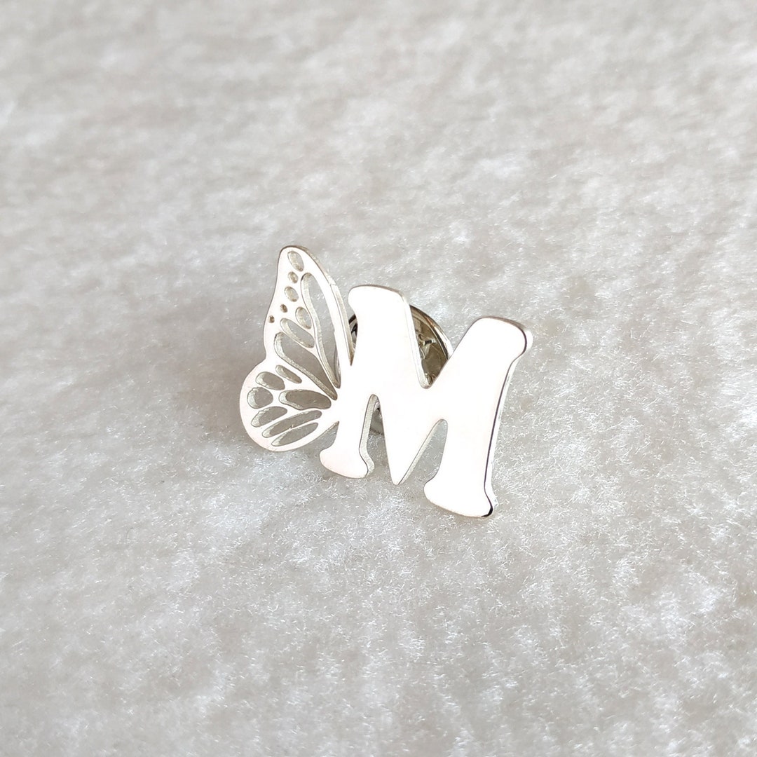 Custom Initials Butterfly Lapel Pin,personalized Butterfly Letter Lapel ...