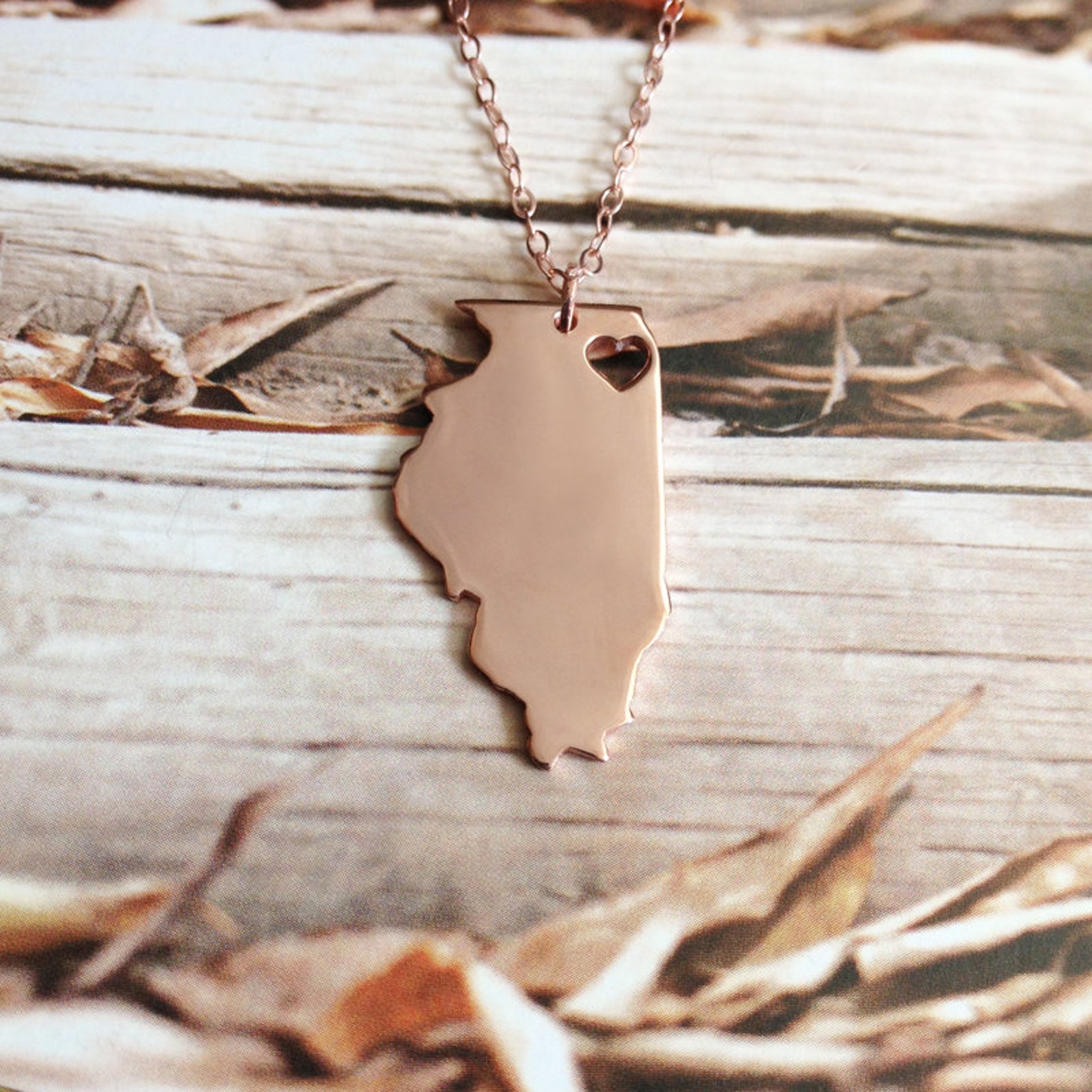 IL State Necklaceillinois State Necklacestate Shaped - Etsy
