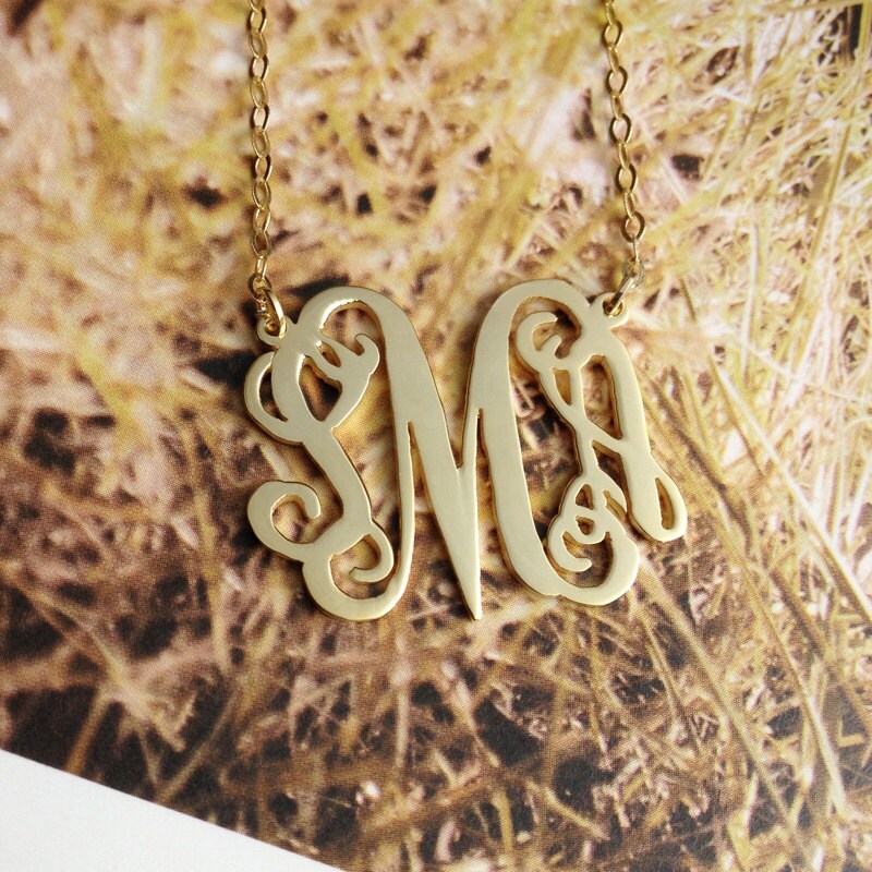 3 Initials Gold Monogram Necklacepersonalized Monogrammed | Etsy