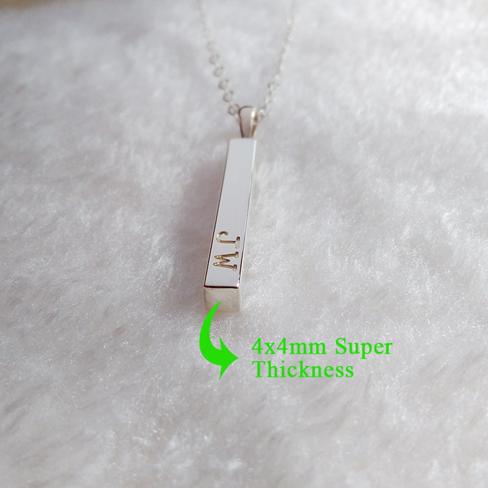 Sterling Silver Bar Necklacevertical Bar Necklaceengraved | Etsy