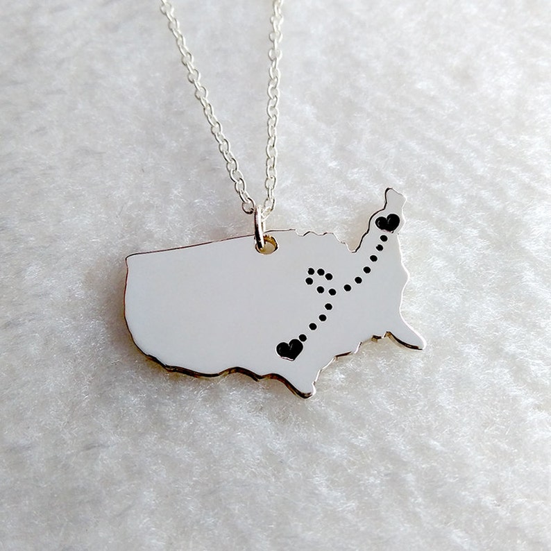 UNITED STATES Map With Two Hearts Handmadefriends | Etsy