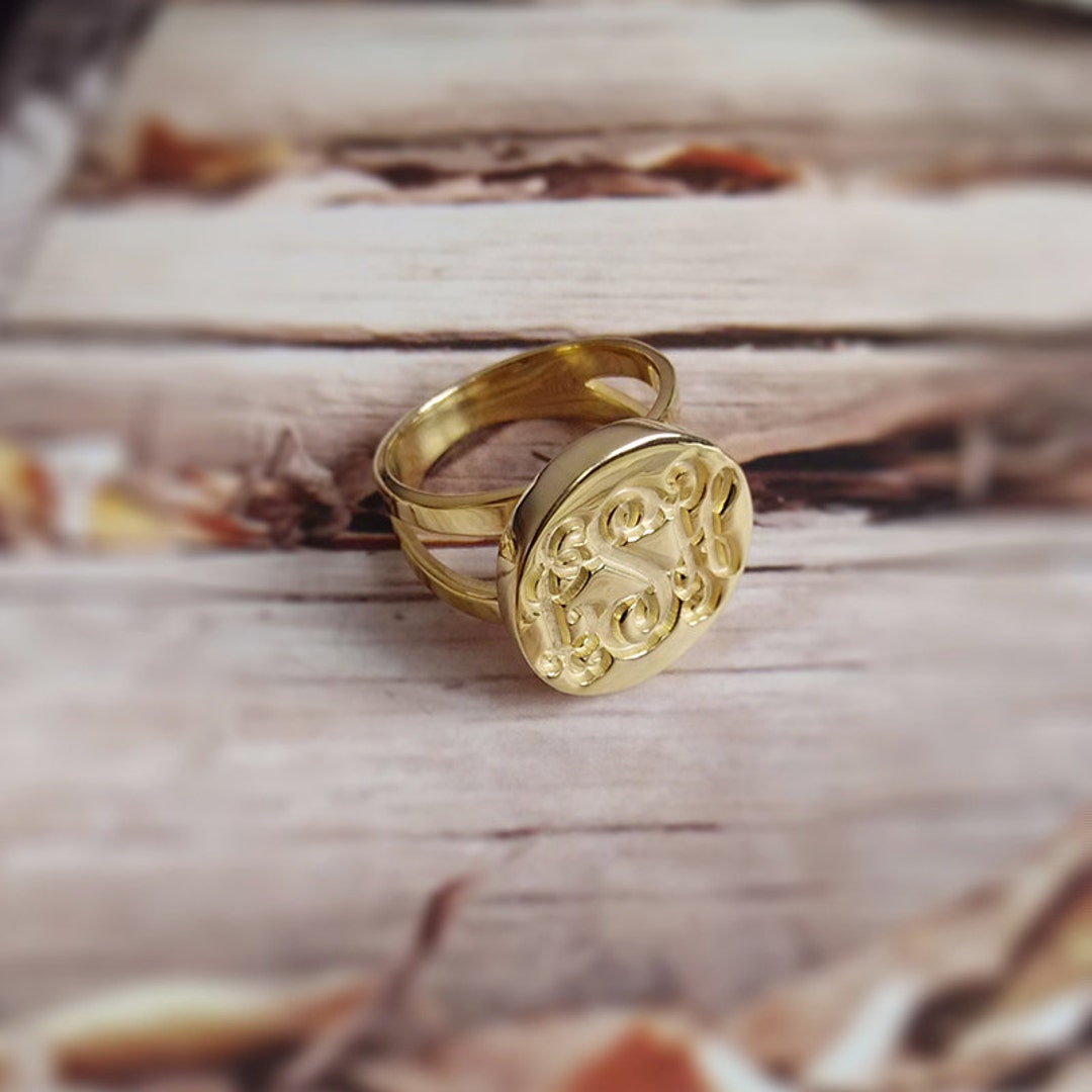 Gold Monogram Ring,monogram Ring,personalized Name Ring,nameplate Ring ...