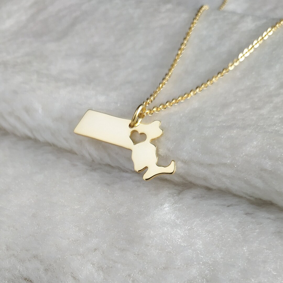Gold Massachusetts State Necklace,ma State Charm Necklace,personalized ...