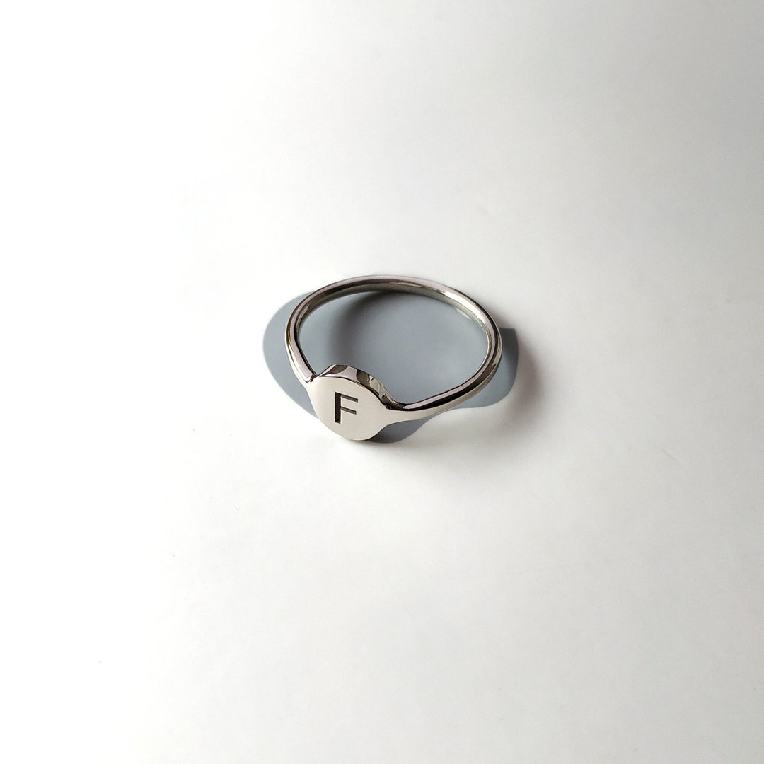 Personalized Ring,initial Circle Ring,one Letter Ring,circle Disc Ring ...