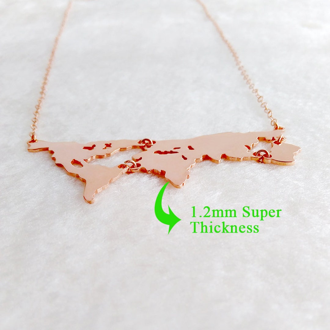 Rose Gold World Map Necklace,personalized Earth Jewelry,mother Earth ...