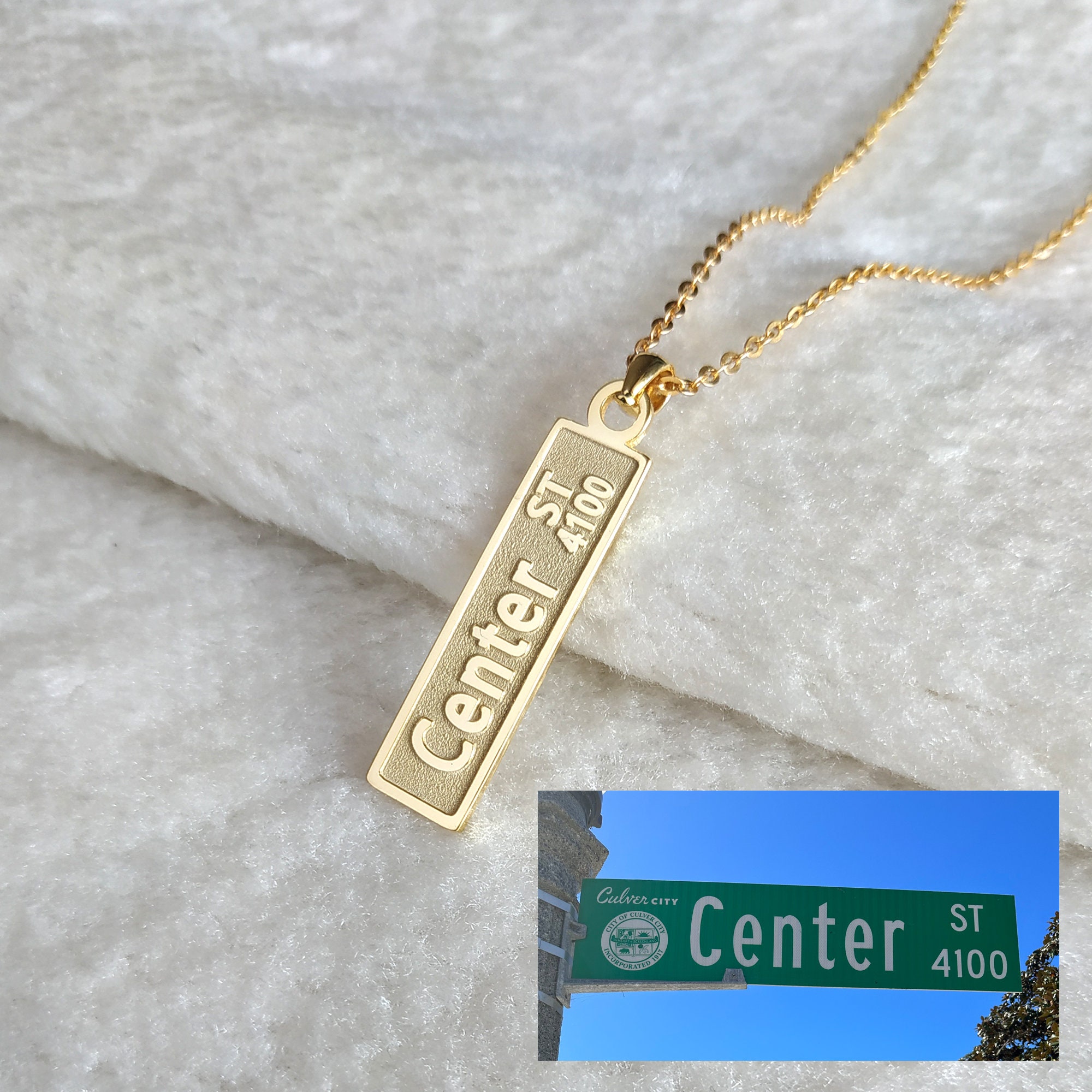 Custom Traffic Signs Necklace,street Sign Necklace in Gold,personalized ...