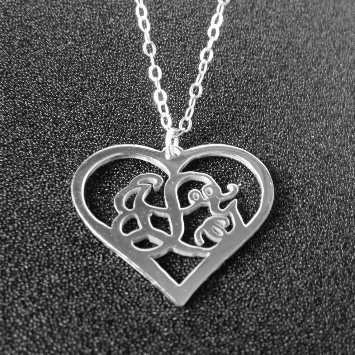 Heart Shaped Monogram Necklace3 Initial Necklacesterling - Etsy