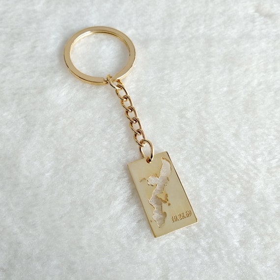 Okinawa Map Shaped Keychainpersonalized Map Keychaincustom | Etsy