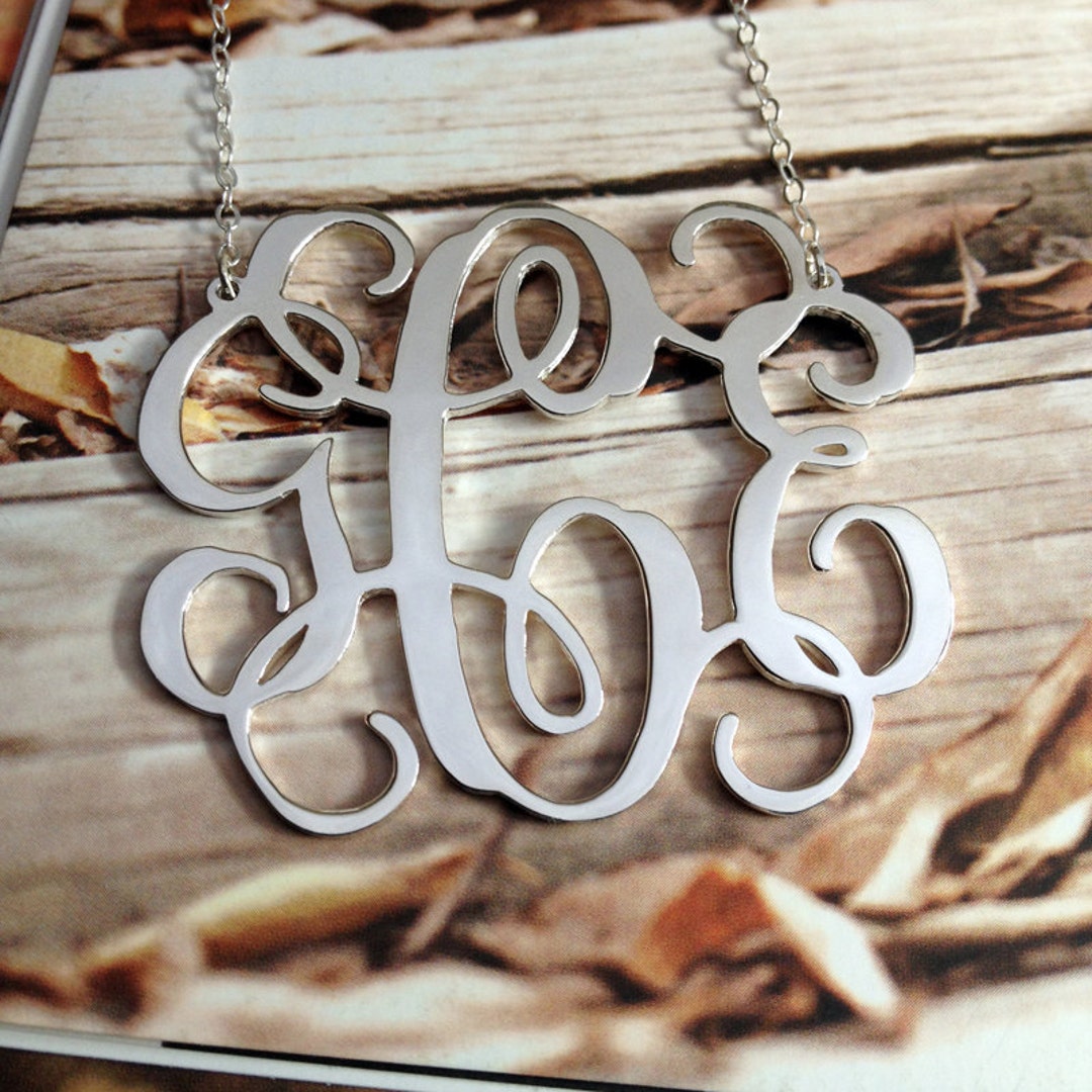 Gold Monogram Necklace,personalized Monogram Necklace,3 Initial ...