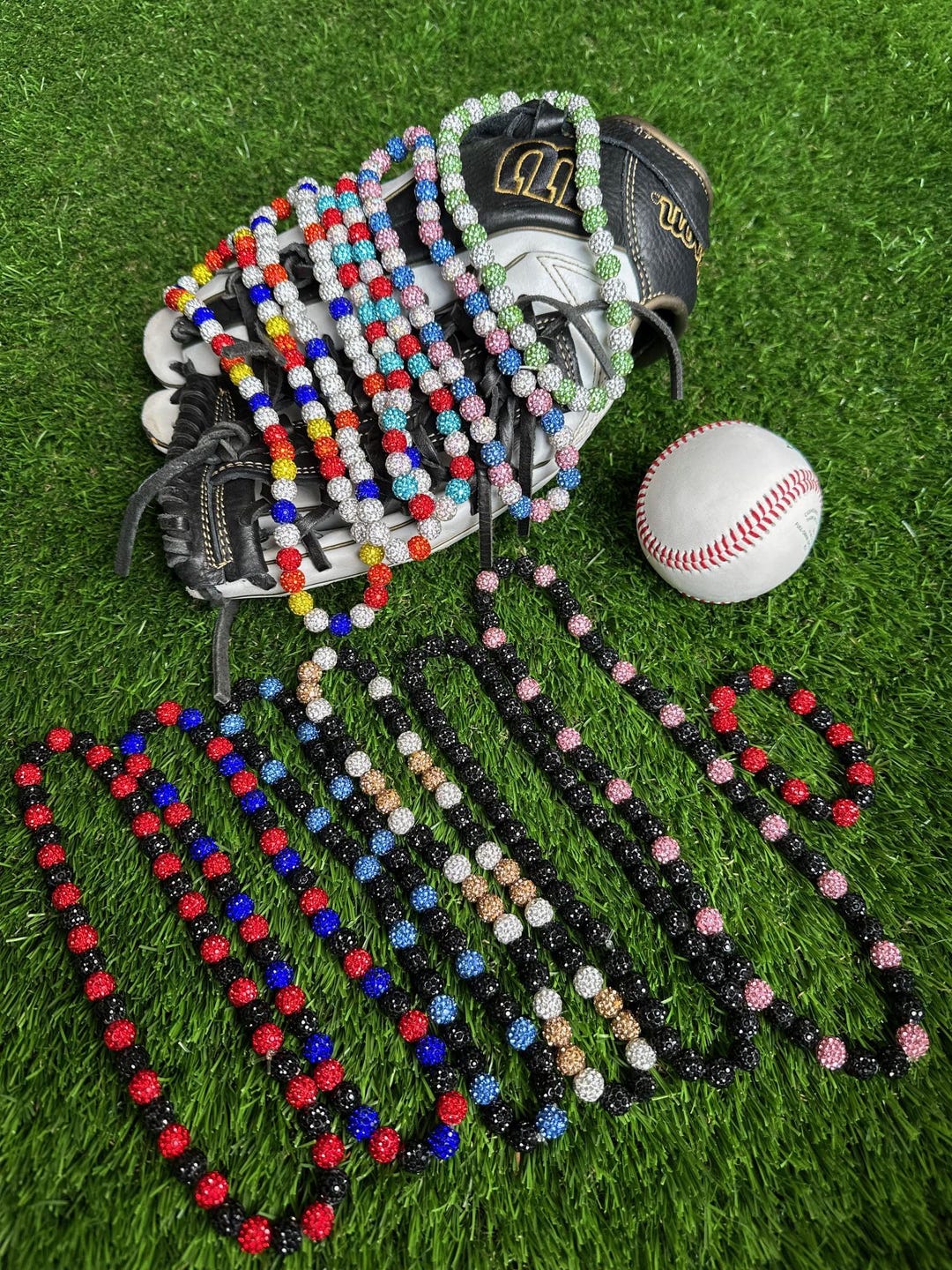 Custom Baseball Necklace Swag Drip With Rhinestone Beads - Etsy