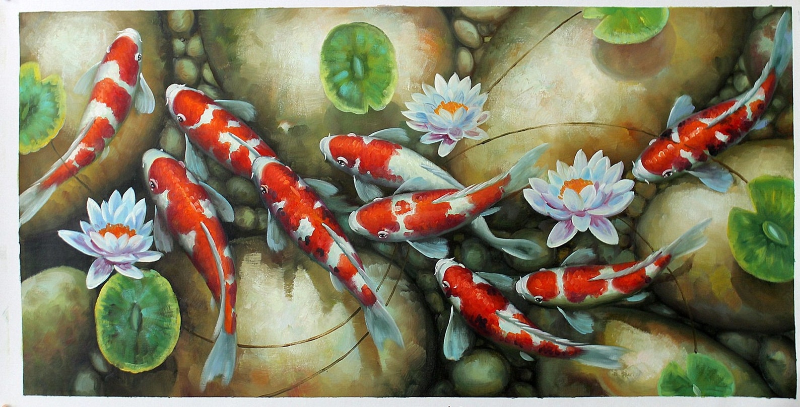 Handpainted Fish Oil Painting Reproduction Koi Fish Painting - Etsy