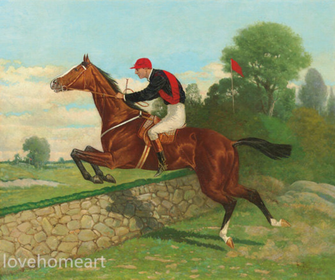 100% Handpainted Henry Stull Steeplechasing - Over the Wall Running ...