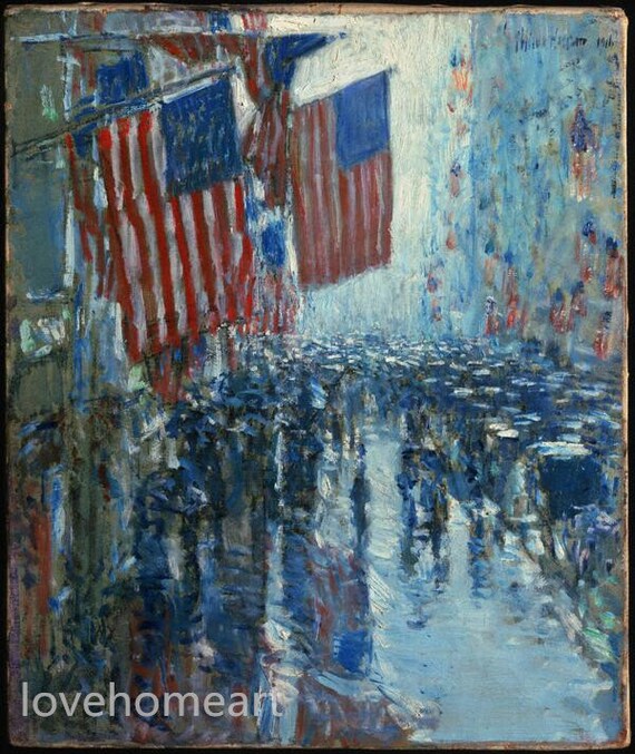 100% Handpainted Frederick Childe Hassam Flag Draped 5th Ave | Etsy